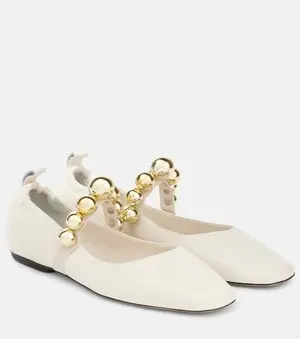 SOULIERS MARTINEZ Flamenca Leather Mary Jane Flats - White