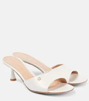 GIANVITO ROSSI 55 Leather Mules - White
