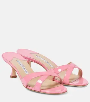 Manolo Blahnik Callamu 50 Patent Leather Sandals - Pink