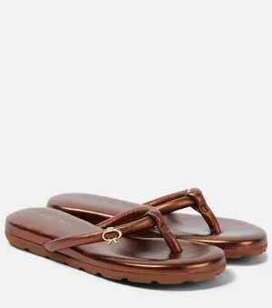 GIANVITO ROSSI Fiji Leather Thong Sandals - Brown