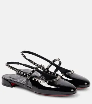CHRISTIAN LOUBOUTIN Sweet Janispikes Slingback Flats - Black