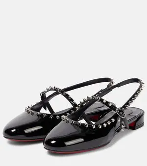 CHRISTIAN LOUBOUTIN Sweet Janispikes Slingback Flats - Black
