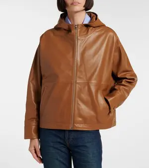 YVES SALOMON Hooded Leather Jacket