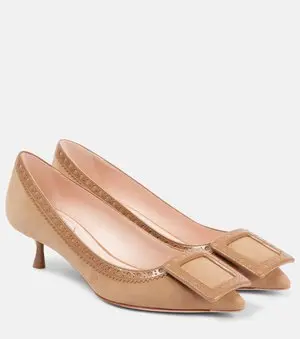 ROGER VIVIER Viv' In The City 45 Suede Pumps - Beige