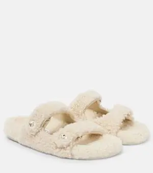 JIMMY CHOO Fayence Shearling Sandals - White