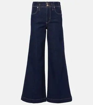 FRAME The Seamed Wide High-rise Jeans - Blue