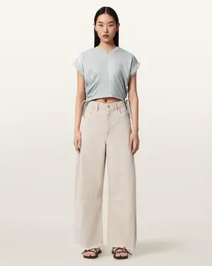 ALLSAINTS Mira Cropped Satin T-shirt - Blue