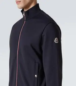 Moncler Cotton Jersey Zip-up Sweater