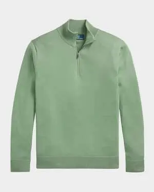 Ralph Lauren Cotton Quarter-Zip Sweater - Faded Mint