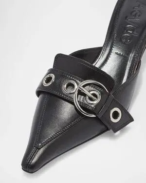 AeydĒ Danielle Leather Mules - Black
