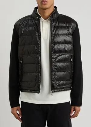 Moncler Quilted Nylon And Wool Jacket - Black