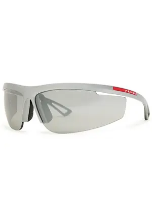 Prada Wrap-around Mask Sunglasses - Silver