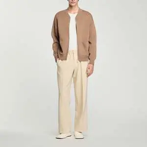 Sandro Knit Varsity Jacket - Dark Sand