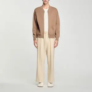 Sandro Knit Varsity Jacket - Dark Sand