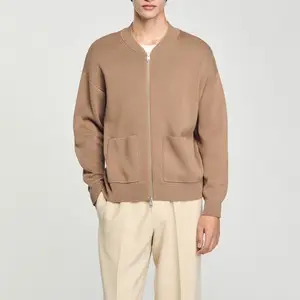 Sandro Knit Varsity Jacket - Dark Sand