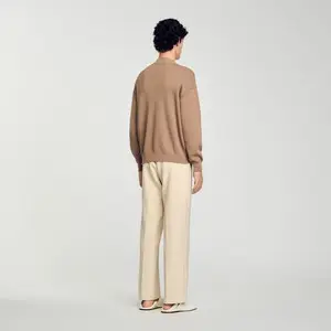 Sandro Knit Varsity Jacket - Dark Sand