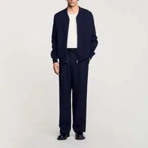 Sandro Knit Varsity Jacket - Navy Blue