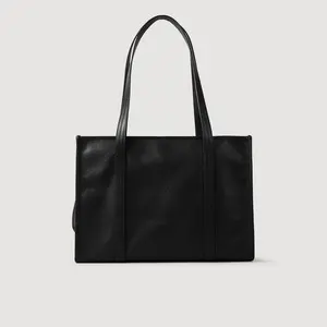 Sandro Soft Leather Tote Bag With Charms - Black