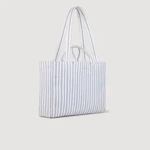 Sandro Striped Canvas Tote Bag