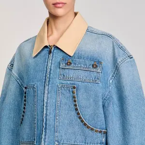 Sandro Denim Studded Jacket