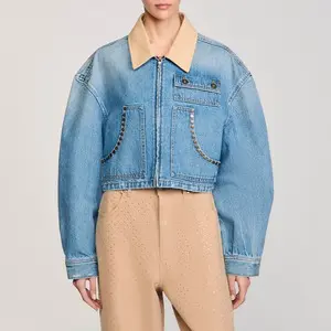 Sandro Denim Studded Jacket