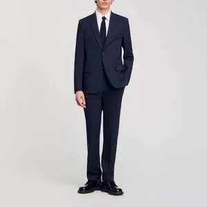 Sandro Wool Suit Jacket - Midnight Blue