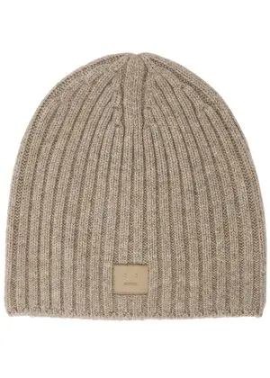Acne Studios Logo Appliqué Wool Beanie - Light Grey