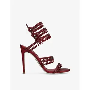 Rene Caovilla Chandelier 105 Crystal-embellished Heeled Courts - Wine