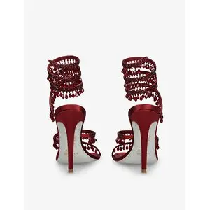 Rene Caovilla Chandelier 105 Crystal-embellished Heeled Courts - Wine