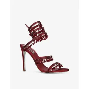 Rene Caovilla Chandelier 105 Crystal-embellished Heeled Courts - Wine