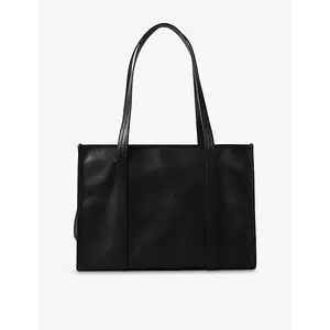 Sandro Leather Shopping Tote Bag - Noir / Gris