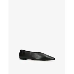 AeydĒ Square-toe Leather Ballet Flats - Black