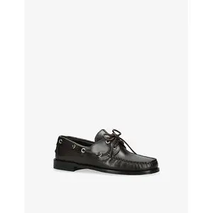 AeydĒ Harris Leather Moccasin Flats - Dark Brown