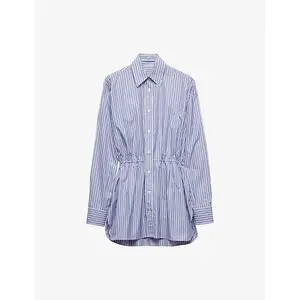 Prada Striped Drawstring-waist Cotton Shirt