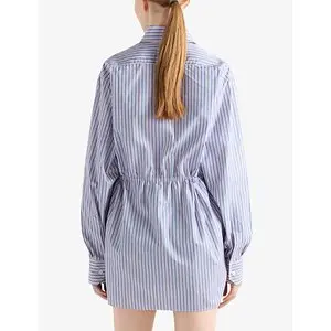 Prada Striped Drawstring-waist Cotton Shirt