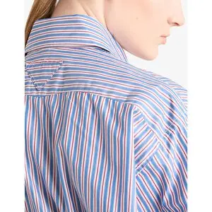 Prada Striped Drawstring-waist Cotton Shirt