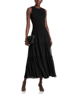Michael Kors Smocked Tank Maxi Dress - Black