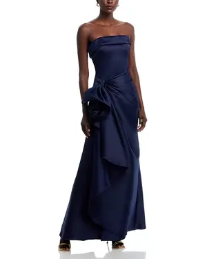 Aqua Draped Gown - Navy