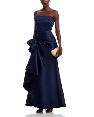 Aqua Draped Gown - Navy