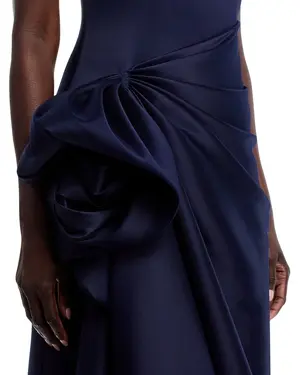 Aqua Draped Gown - Navy