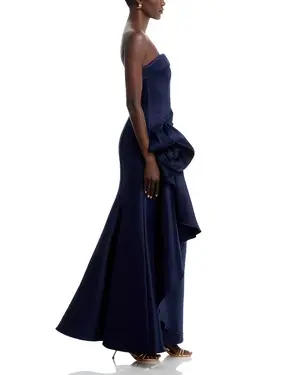 Aqua Draped Gown - Navy