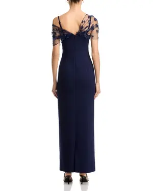 Eliza J Beaded Twist Overlay Gown