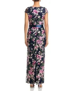 Adrianna Papell Cascading Floral Column Gown