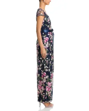 Adrianna Papell Cascading Floral Column Gown