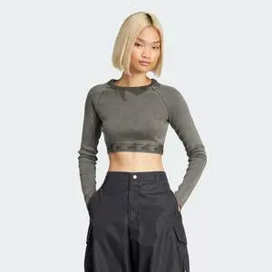 Adidas Ribbed Long Sleeve Crop Top