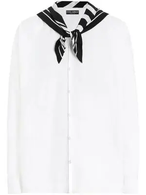 Dolce & Gabbana Scarf-detail Shirt - White