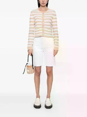 ALLUDE Striped Cardigan - Neutrals