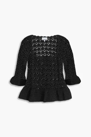 GANNI Crocheted Metallic Top