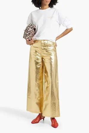 GANNI Printed Cotton-jersey Top