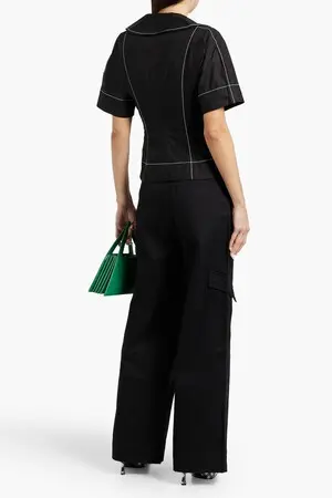 GANNI Cotton Poplin Wrap Top